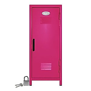 Mini Locker with Lock and Key Hot Pink -10.75" Tall x 4.125" x 4.125"