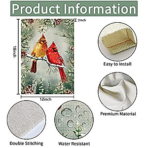 Heyfibro Welcome Winter Garden Flag Cardinal Red Bird Holly Berry Branches Snow Welcome Winter Flags 12x18 Inch Double Sided Burlap Banner for Winter Holiday Christmas Yard Outdoor Decoration(ONLY FLAG)