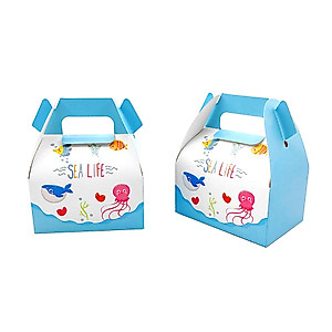 20 Piece Small Size Candy Box for Kids Sea Ocean Life Animals Fish Whale Crab Octopus Party，Cake Treat Gift Box Candy Cookie Containers Goodie Bag，Baby Shower Party Decoration Party Favor Supplies