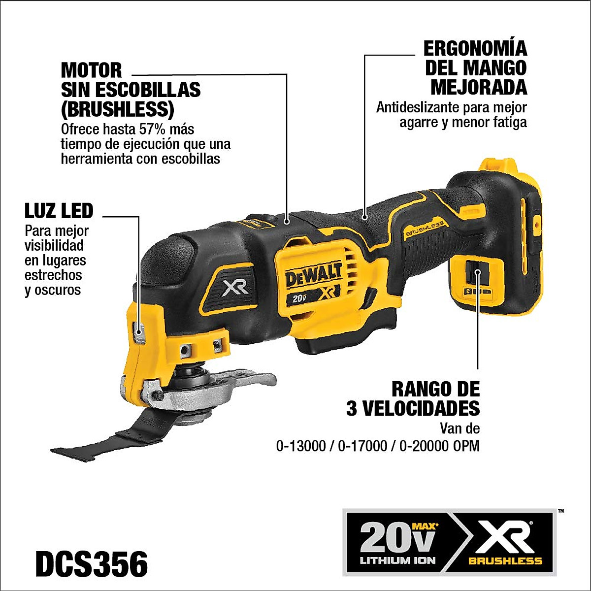 DEWALT 20V Max XR Oscillating Multi-Tool Bundle with 5 Piece Oscillating Tool Blades Kit