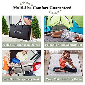 GYK Thicken Memory Foam Mattress Topper,Foldable Camping Road Trip Japanese Floor Futon,Tatami Mat Sleeping Pad,Knitted air Layer Cotton Fabric,Four-Sided Has Breathable Mesh,Cool Sleep