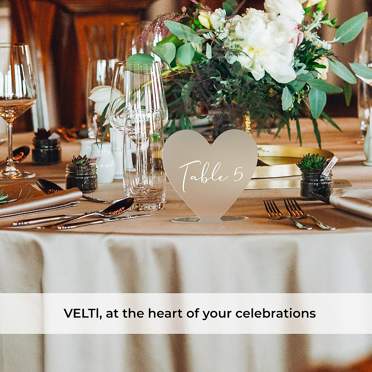 Velti, Heart-shaped acrylic wedding table numbers 1-15, 6.3 x 6 inch, Table signs for wedding, Frosted acrylic wedding table numbers, Table numbers for wedding reception.