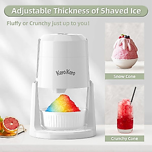 Kero Kero Shaved Ice Machine, Multi-Purpose Ice Shaver Machine with Adjustable Blade, Snow Cone Machine for Homemade Shaved Ice, Slushie Machine, Snowcone Machines for Kid with Reusable Ice Mold.white