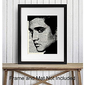 Elvis Dictionary Art - 8x10 Photo - Chic Unique Gift for Fans of The King, Graceland - Unframed Poster Picture Print