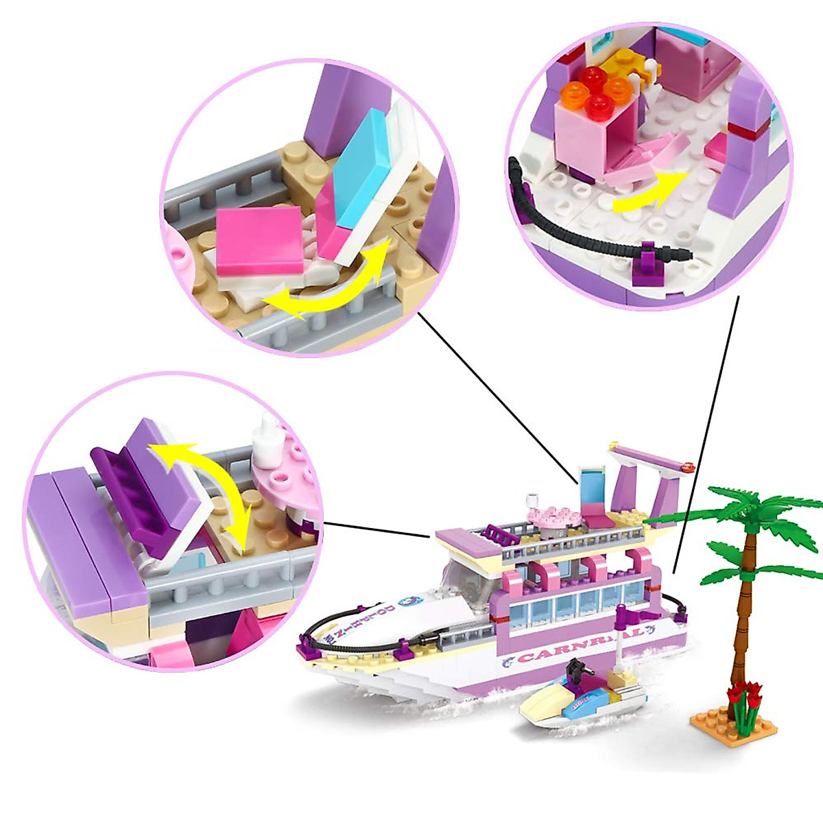 BRICK STORY Dream Girls Cruise Ship Building Toys Playset Creative Friends Yacht Building Sets 318 Pieces Girls City Boat Model Building Kit Christmas Birthday Gift for Kids Age 6-12