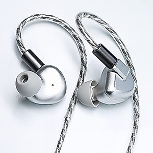 LETSHUOER S12 in Ear Monitor, 14.8mm Planar Magnetic Driver HiFi IEM in Ear Earphones (Frosted Silver, 3.5mm)