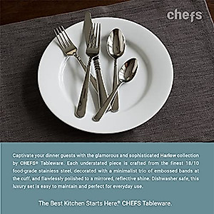 Chefs 18/10 Stainless Steel 44pc Flatware Set, Service for 8, Harlow