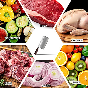 House Meat Cleaver 8 Inch, Chef Knife for Meat Cutting, High Carbon German Stainless Steel with Ergonomic Handle for Home, Kitchen & Restaurant