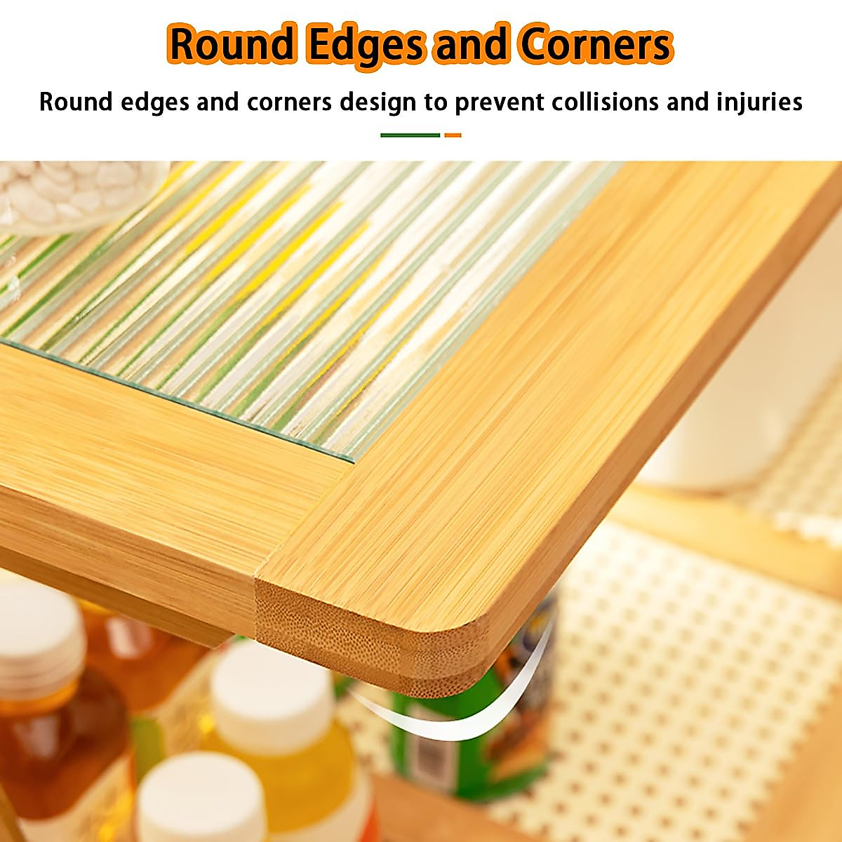 CUPKEE Bamboo Solid Wood End Table, Glass Table End Tables, Double Layer Large Capacity Sofa Side Cabinet with Storage for Living Room, Balcony, Bedroom