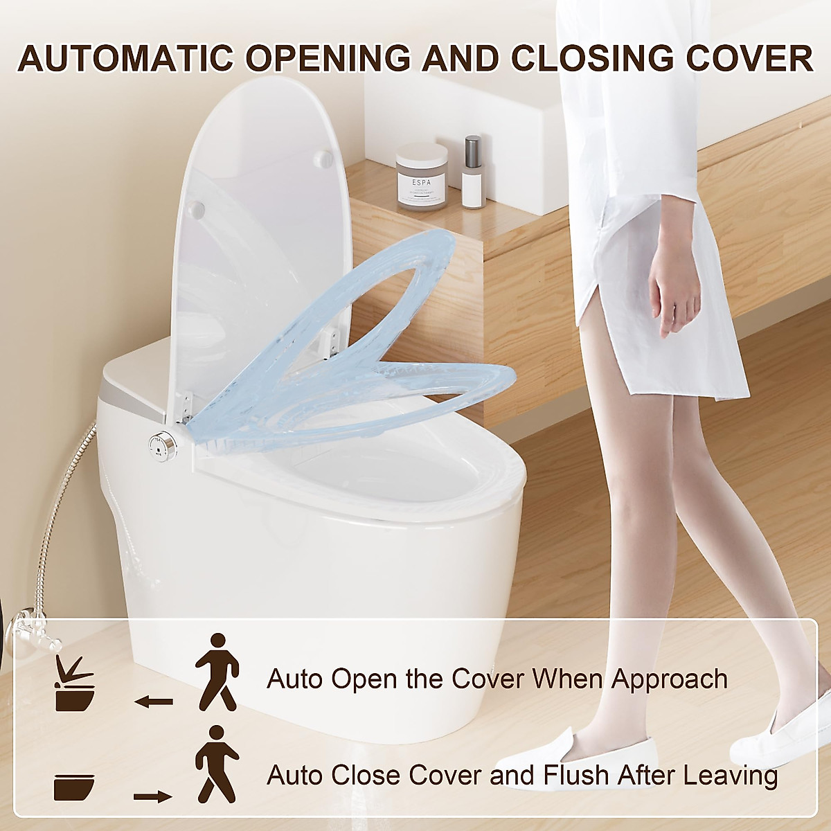 SUPERFLO Smart Toilet with Bidet Built In, One Piece Bidet Toilet with Remote Control | Smart Toilets For Bathrooms with Auto Flush/Heated Seat/Warm Water/Air Drying/Led Night Light