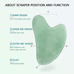 RUOYUN Gua Sha Massage Tool, Natural Jade Massage Tools for SPA Acupuncture Therapy Trigger Point Treatment Help Relieve Sore Neck, Hands and feet, Promote Blood Circulation