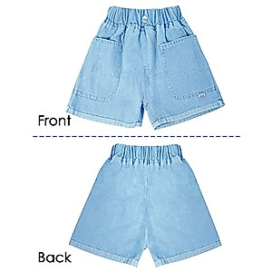 Kid Girl Wide Leg Denim Shorts Hot Pants Toddler Baby Casual Loose Baggy Summer Jeans Short with Bowknow Half Mid Denim Pants 2 Packs