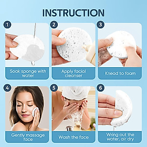 GAINWELL 50-Count Compressed Facial Sponges with Storage Container, for Facial Cleansing, Reusable Makeup Remover, Portable, Suitable for Travel, White
