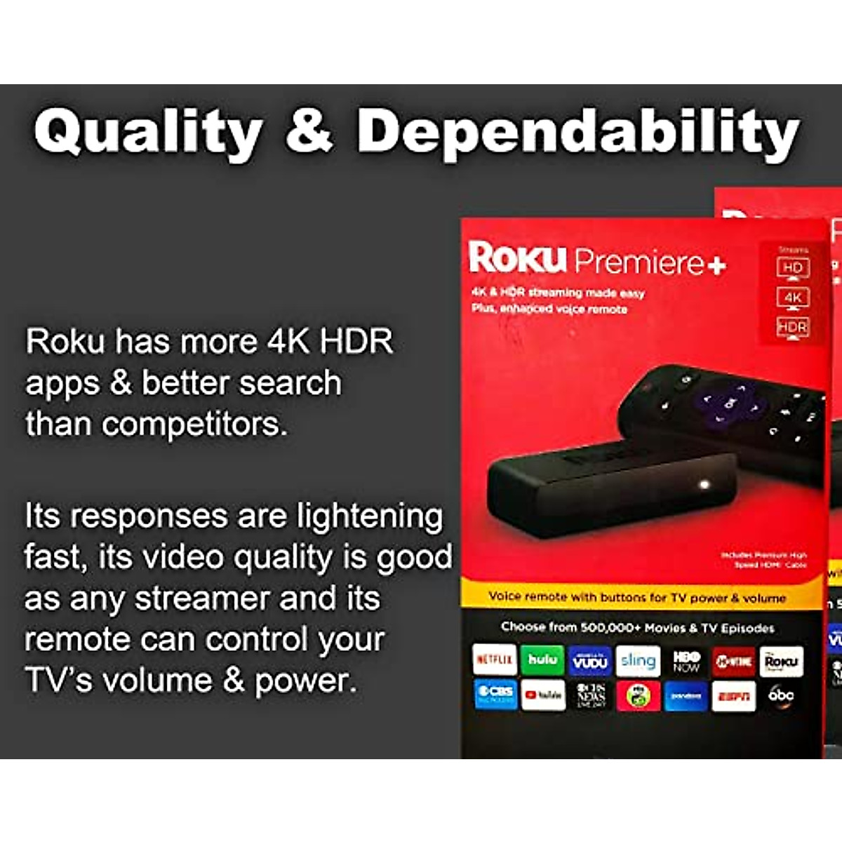 Roku Premiere+ 4K HDR Streaming Player (Renewed)