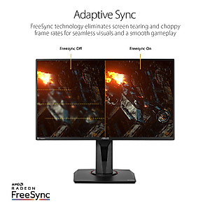 ASUS TUF Gaming 25" 1080P Monitor (VG259Q) - Full HD, IPS, 144Hz, 1ms, Extreme Low Motion Blur, Speaker, Adaptive-Sync, G-SYNC Compatible, VESA Mountable, DisplayPort, HDMI, Height Tilt Adjustable