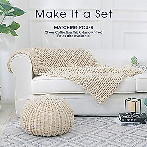 Cheer Collection Chunky Cable Knit Throw Blanket for Couch, Sofa, Bedroom and Living Room - Extra Soft and Cozy Decorative Throws - 50" x 60", Taupe