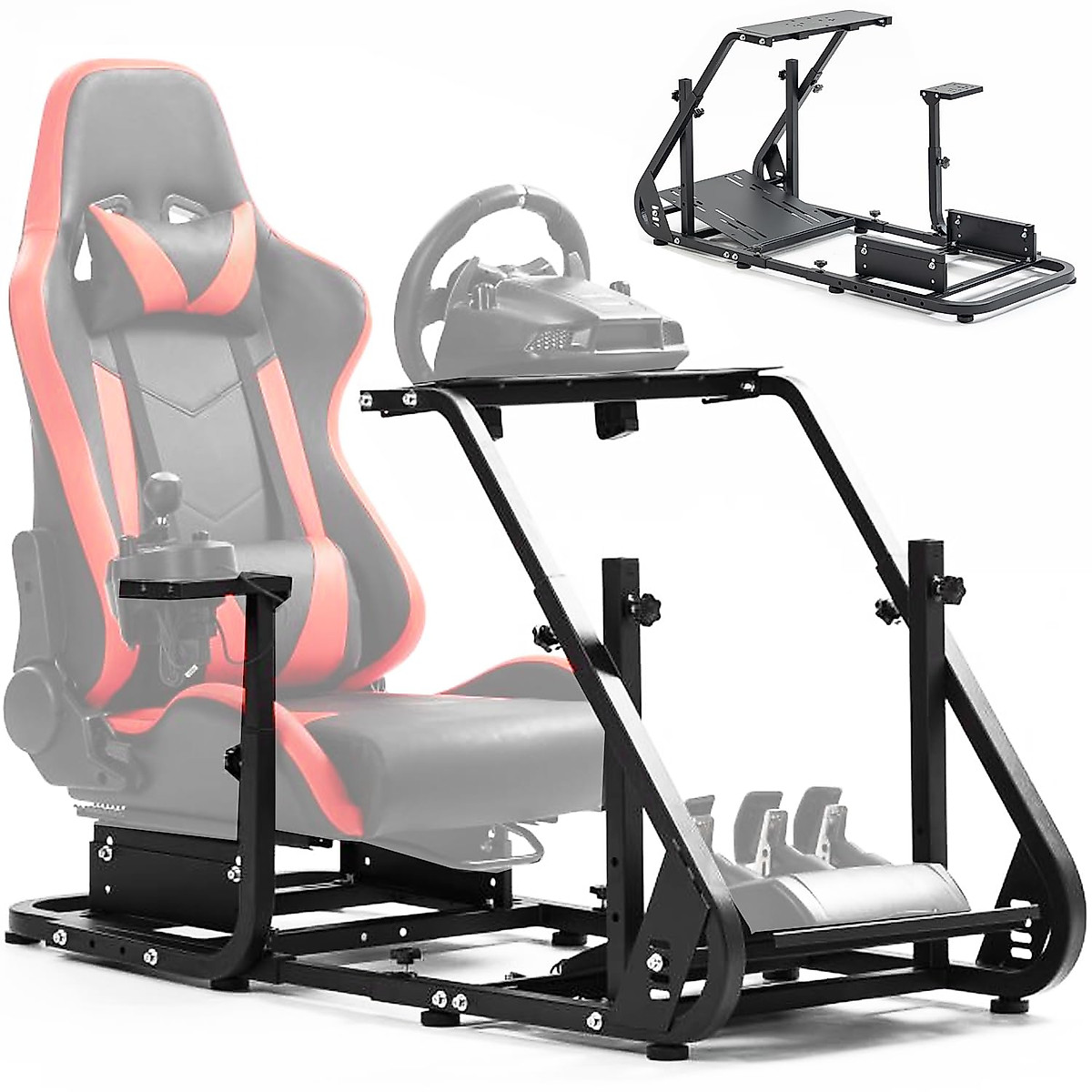 Anman PRO Racing Simulator Cockpit Adjustable Racing Wheel Stand fit for Logitech G25/G27/G29/G920/G923,Fanatec,Thrustmaster T500RS, Wheel Shifter Pedals Seat NOT Included
