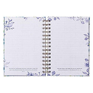 Christian Art Gifts Journal w/Scripture Blue Floral Sweet Friendship 192 Ruled Pages, Large Hardcover Notebook, Wire Bound