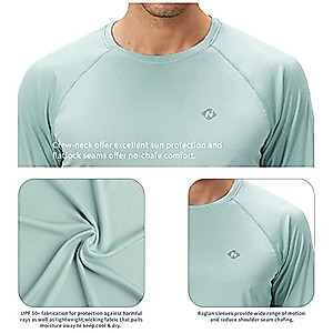 NAVISKIN Men's Sun Protection UPF 50+ UV Outdoor Long Sleeve Shirts Light Green Size XL