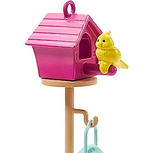 Barbie Furniture and Accessories, Doll House Decor Set with Backyard Patio, Bonfire, Birdfeeder and Birdhouse