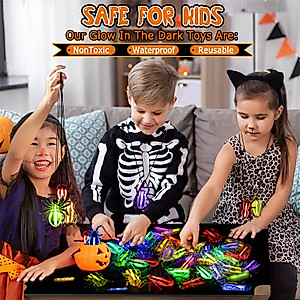 82 Pcs Glow Critters For Halloween Party Favor, Include Glow Bugs and Mini Glow Sticks, Glow in the Dark Party Toys Set for Kids, Trick or Treating Goodie Supplies, School Classroom Game Prizes