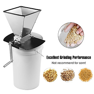 FERRODAY Malt Mill Malted Grain Mill 2 Roller Stainless Steel Malt Crusher Heavy Duty Malt Mill Homebrew Grain Crusher Adjustable Barley Grinder Low Speed Drill Available Manual Malt Mill Brew Mill