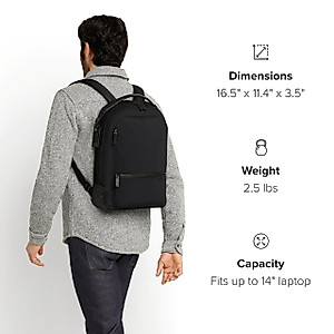 TUMI Harrison Bradner Leather Laptop Backpack - 14-Inch Computer Bag for Men and Women - Black