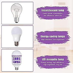 2 Pack Bug Zapper Light Bulbs, 2 in 1 Mosquito Light Bulb, Flying Insect Trap UV LED Lamp for Patio and Indoor