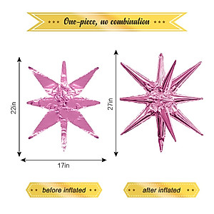 Star Foil Mylar Balloons Pink Party Decorations 6 Cone Spike Explosion Star Balloons 22 Inch Large Starburst Balloons Party Supplies for Wedding Christmas Birthday Bachelorette Mean Girl Party