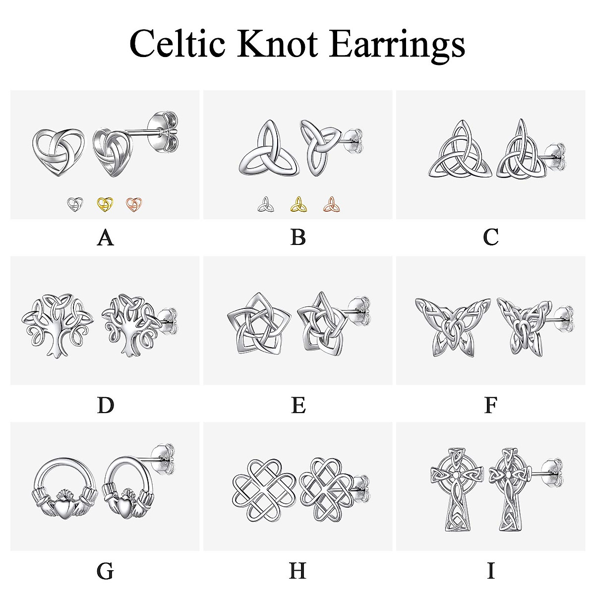 ChicSilver Celtic Trinity Knot Earrings 925 Sterling Silver Vintage Triquetra Triangle Studs Earrings Good Luck Dainty Small Irish Jewelry for Women Jewelry for Mom Gift