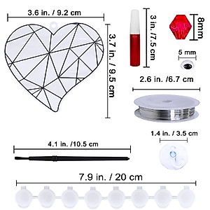 Winlyn 24 Sets Heart Suncatchers Ornaments Decorations DIY Window Paint Art Stickers Crafts Heart Sun Catchers Kits for Kids Valentine's Day Pirate-Themed Birthday Activities Party Favors Art Project