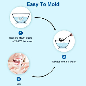 Kids Mouth Guard for Teeth Grinding, Pack of 4 Bite Guards + Dental Guard Case, Eliminate Clenching Bruxism, Teeth Whitening Tray & Sports, Child Moldable Bite Guards(5-10 Years Old Kids)