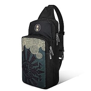 Xishwon Backpack Carrying Travel Bag for Nintendo Switch/Lite/OLED/Console/Dock/Joy-Cons&Accessories Storage, Portable Nylon Waterproof Crossbody Shoulder Chest Sling Side Gaming Bag for Men, Black