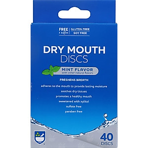 Rite Aid Dry Mouth Discs - 40 Discs | Mint Flavor Freshens Breath | Oral Care Dry Mouth Remedies | Dry Mouth Products | Dry Mouth Lozenges | Oral Hygiene Products | Mouth Moisturizer Breath Freshener
