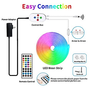 segrass 16.4ft LED neon Lights with Remote APP Control IP65 Waterproof Flexible Neon LED Strip Lights 24V RGB LED neon Rope Lights for Bedroom Room Outdoors Decor