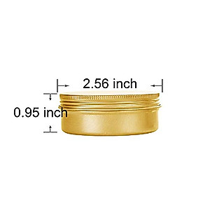 Gold 2 Ounce Aluminum Tin Jar Refillable Containers 60 ml Aluminum Screw Lid Round Tin Container Bottle for Cosmetic, Lip Balm, Cream, 30 Pcs