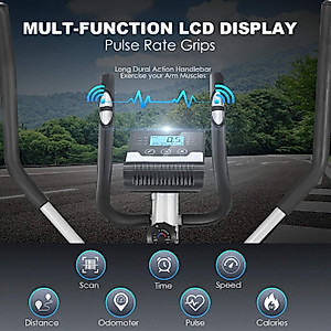 FUNMILY Elliptical Machines, Elliptical Trainer Machines with LCD Monitor and Pulse Rate Grips Magnetic Smooth Quiet Driven Max Weight Capacity 350Lbs