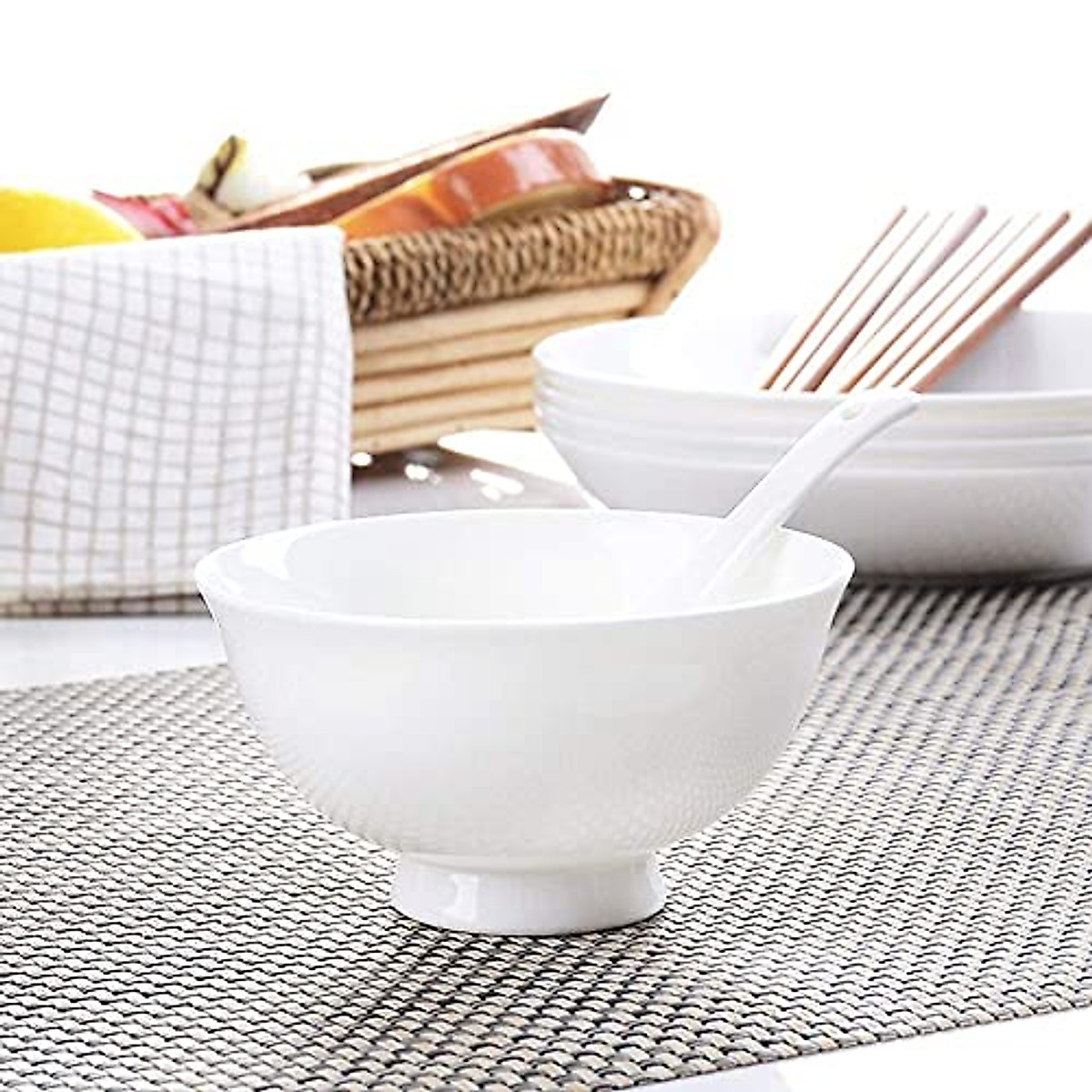 GagalU Fine Dinnerware Set,10 Piece Dinnerware Set, White Ceramics Dinner Set, 4.5 Inch Dinners Plates, 8 Inch Cereal Bowls Set, Service for 6