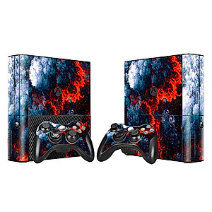 LIZVISION Whole Body Protective Vinyl Skin Decal Cover for Microsoft Xbox 360 E Console Xbox 360 E Skins Wrap Sticker with Two Free Wireless Controller Decals Magma