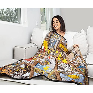 Tarot Card Collage Fleece Throw Blanket | Plush Soft Polyester Cover for Sofa and Bed, Cozy Home Decor, Luxury Room Essentials | Zodiac Astrology Gifts for Adults and Teens | 45 x 60 Inches