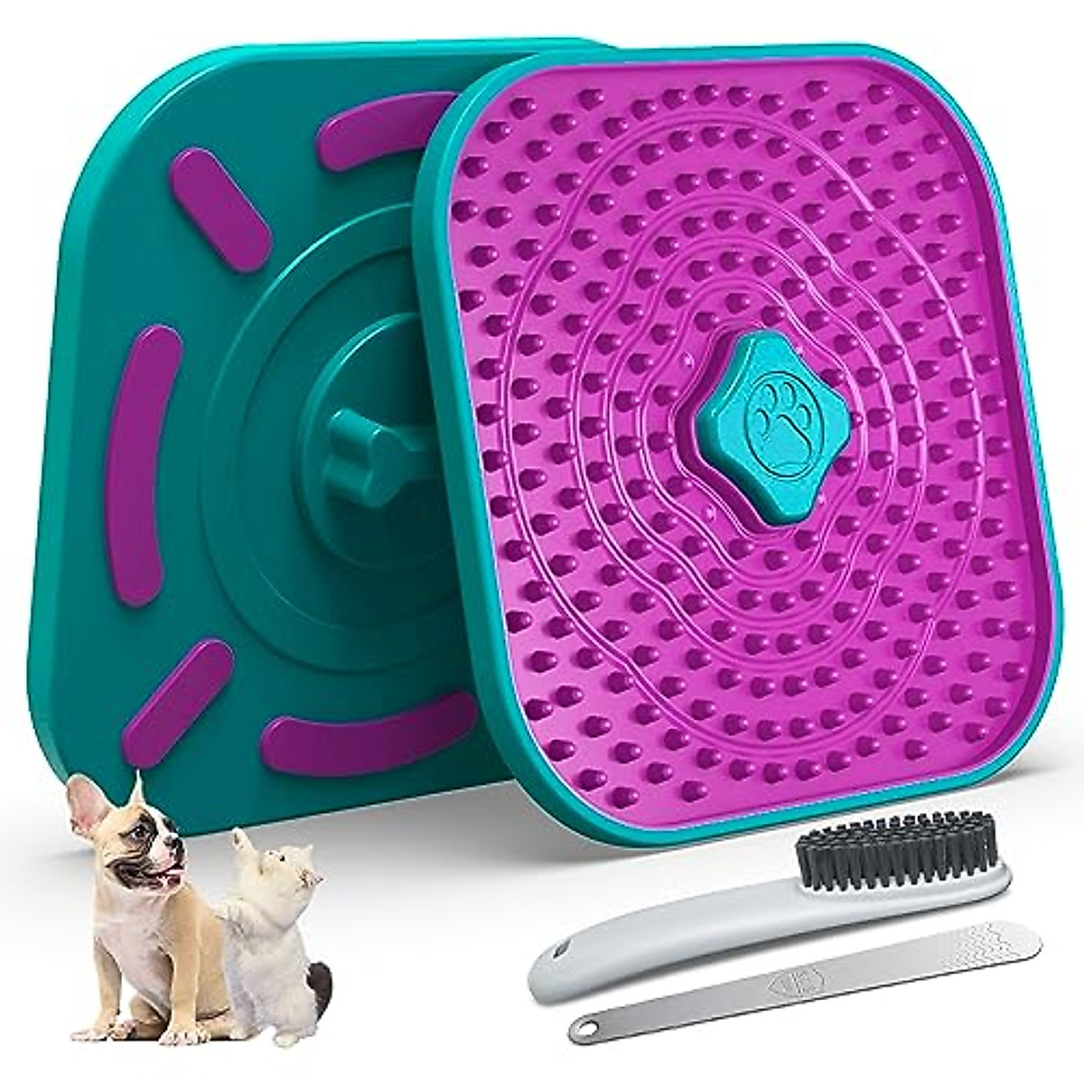 Wigglo Licking Mat for Dogs Cats Crate - Large 7.1" Pet Slow Feeder Mat for Treats Boredom & Anxiety - Safe Durable Dog Lick Pad for Small Medium Large Dogs Training, Freezable