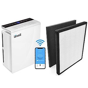 LEVOIT Air Purifiers for Home Large Room with Extra Main Filter, Captures Smoke, Dust and Pollen for Bedroom with Air Quality Monitor, Sleep Mode, Smart WiFi, Auto, Voice Control, LV-H131S-RXW, White