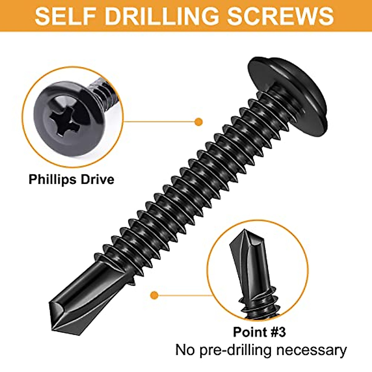 VIGRUE #8 and #10 Black Self Drilling Screws Assortment Kit