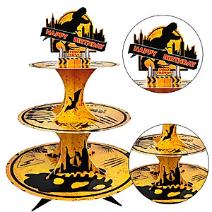 Dinosaur Cupcake Stand for Kids Boys Dinosaur Birthday Jurassic Party Baby Shower Decorations Supplies Favors 3 Tier Dino Cardboard Cupcake Stand for 24 Cupcakes