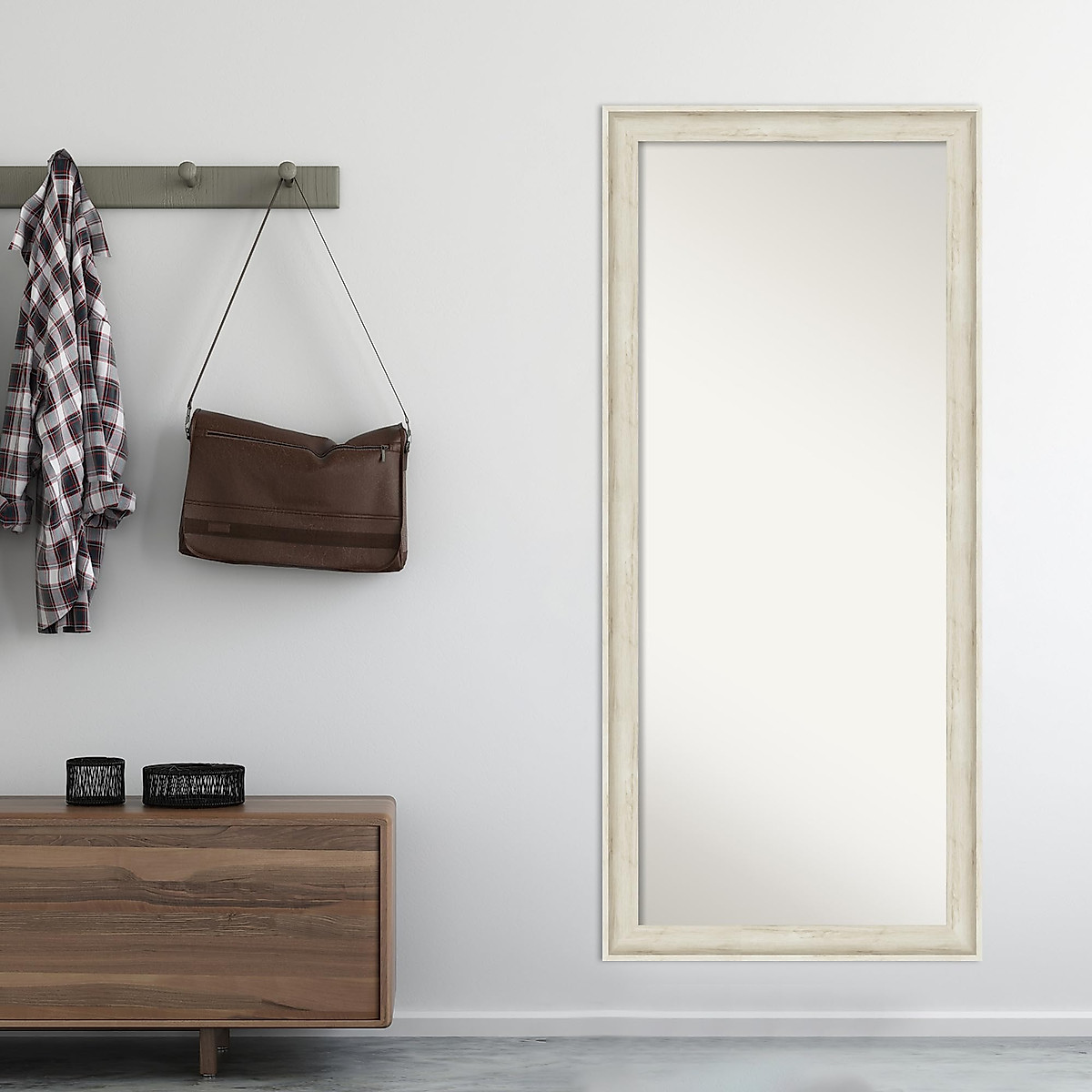 Amanti Art Cream Full Length Mirror, 65x29 Regal Birch Cream Tall Free Standing Body Wall Mirror Full Length for Dressing, Traditional Frame, Lean on Floor or Hang, Wall Decor from WI, USA