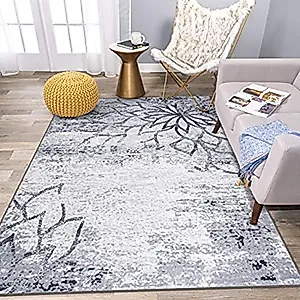 Rugshop Modern Floral Abstract Non Skid (Non Slip) Area Rug 7'10" x 10' Gray