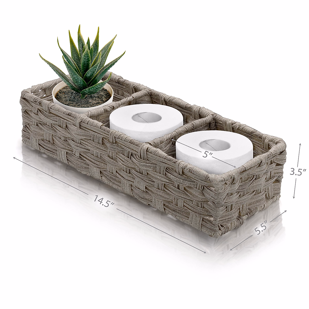 BROOKSTONE, [2 PACK SET] Wicker Storage Basket, Boho Organization and Storage Container, Decorative Shelf Bin, Over the Toilet Paper Reserve, Suitable for Any Home Décor Style