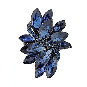 NYFASHION101 Women's Vine Marquis Stone Stud Fashion Stretch Ring, Navy/Black