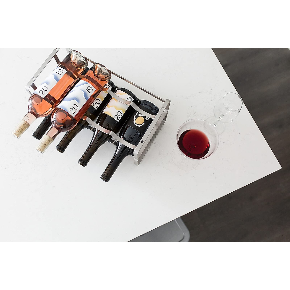 Better Houseware Silver Coated Steel Stackable Modular Wine Rack- 4 Bottles