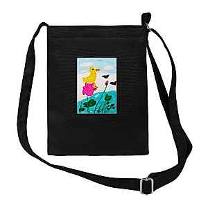 Muka Custom Small Crossbody Shoulder Bag with Logo, 7 x 9 Inch Canvas Zipper Handbags, Black Pet Photo Bag